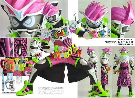 Kamen Rider Ex Aid Action Figures With Unique Pink Hair And Green Skins