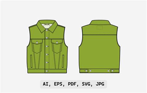 Denim Sleeveless Jacket Template Vector Graphic By Designerschool · Creative Fabrica