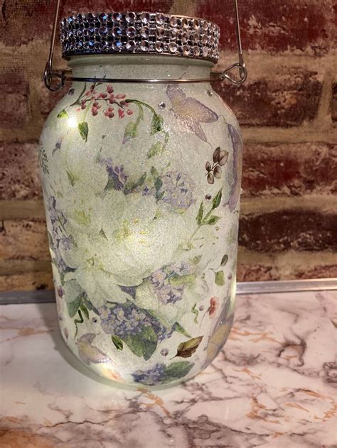 Decorated Quart Mason Jar Easy Onoff Light Up Jar Night Light Jar