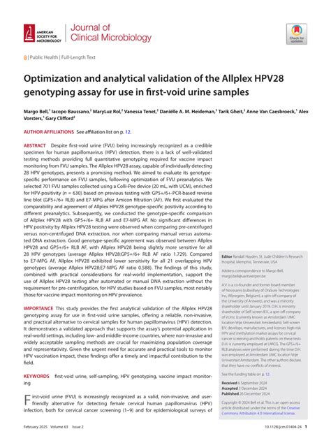 Pdf Optimization And Analytical Validation Of The Allplex Hpv28 Genotyping Assay For Use In