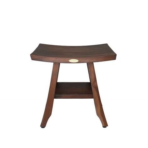 Decoteak Satori 18 In Waterproof Wood Shower Teak Bench Shaving Stool Shower Teak Stool