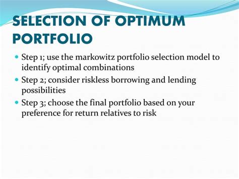 Portfolio Analysis Selection Portfolio Theory Return Portfolio Risk
