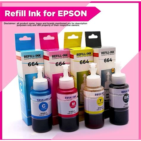 Ep Son Refill 664 Ink For Printer L120 L360 L310 L130 L210 L220 L355 L358 70ml Dye Shopee