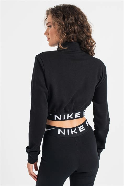 Nike Къс суитшърт с цип и лого Черен S Emagbg