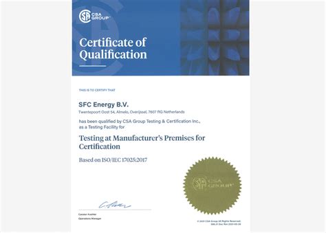 Fuel Cells Sfc Energy Bv Testing Facility And Staff Have Been