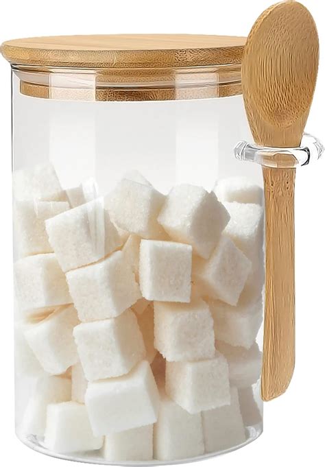 Glass Sugar Container With Spoon 1 Pack 15oz Glass Jars