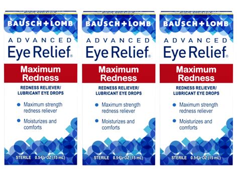 Bausch Lomb Advanced Eye Relief Redness Relieving Eye Drops 0 5 Fl Oz 3 Pack