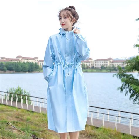 Adult Protective Raincoat Womens Fashion Hiking Long One Piece Zipper