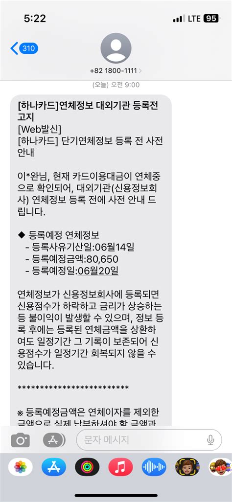 단기 연체 문자 지식in