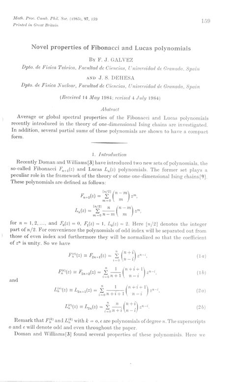 Pdf Novel Properties Of Fibonacci And Lucas Polynomials