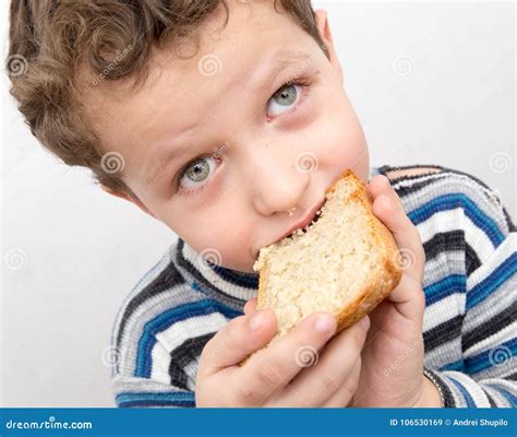 Boy Eats Bread Stock Image Image Of Tasty Cute Male 106530169