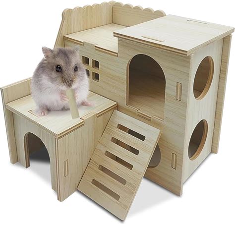 Eyksta Wooden Hamster House Hamster Hideout Habitats Décor For Syrian