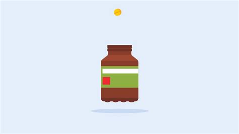 Animated Medical Medicine Glass Bottle With Falling Pills Simple Funny