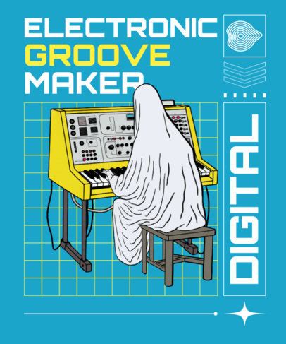 Placeit Music Themed T Shirt Design Creator Featuring A Ghost Making