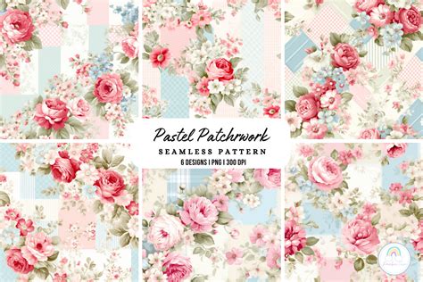 Pastel Patchwork Roses Background Graphic By Rainbowtown · Creative Fabrica