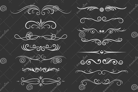 Retro Text Delimiter Set Vintage Ornamental Monochrome Text Dividers Decorative Scrolls