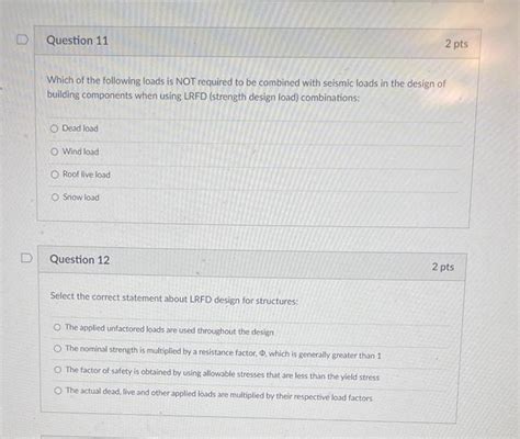 solved which of the following loads is not required to be