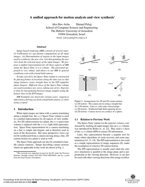 Pdf A Unified Approach For Motion Analysis And View Synthesis