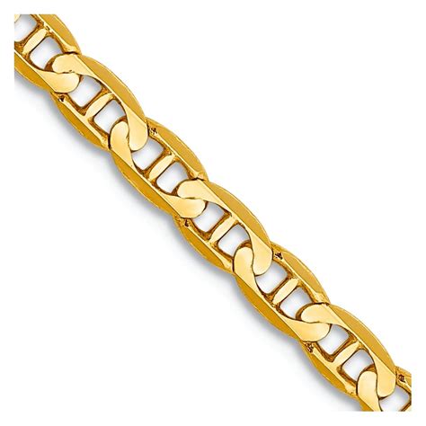 10k Solid Yellow Gold 3mm Concave Nautical Ship Mariner Anchor Chain