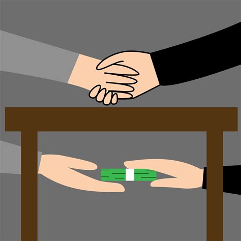 Illustration Of Two People Giving Bribe Money Under The Table Vector Of Bribery And Corruption