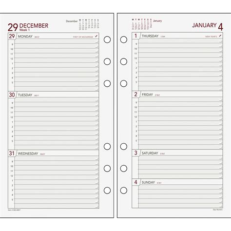 Day Runner 2ppw Weekly Planner Refill Pages