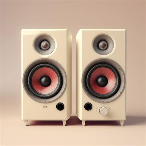 Premium Photo Cream Bookshelf Speakers On Beige Background
