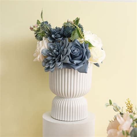 Ceramic Cyprus Egg Cup Vase Matte White 12dx16cmh