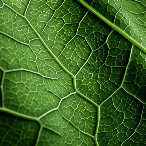 Macro Photography Of Primrose Leaf In Organic Contours Style Stock