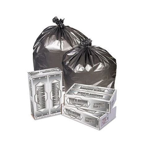 Titanium Low Density Can Liners 60 Gal 17 Mil 39 X 57 Silver 50