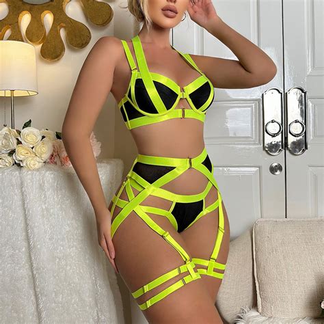 Strapped Bra Briefs Leg Rings Rave Lingerie Set Femzai