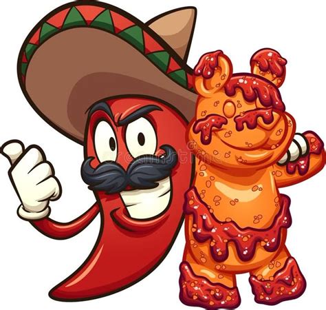 Mexican Chili Pepper Holding A Gummy Bear Stock Vector Illustration Of Vector Chamoy