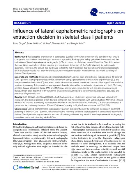 Pdf Influence Of Lateral Cephalometric Radiographs On Extraction