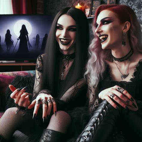 Gothic Trans Ladies Laughing At Horror Film By Aulusaurelius On Deviantart