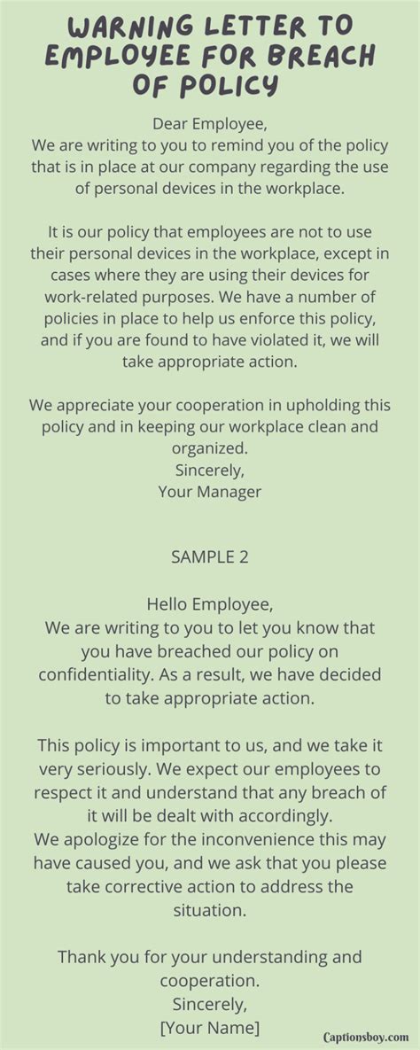 Warning Letter To Employee For Breach Of Policy 10 Samples