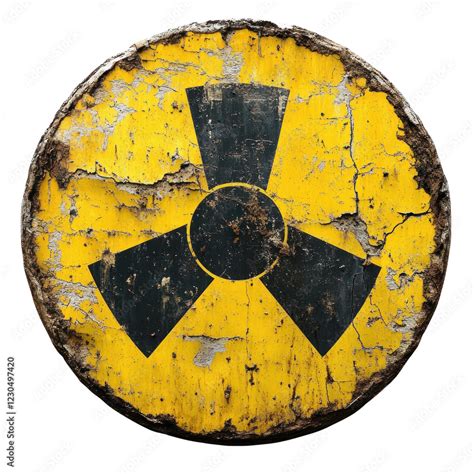 Worn Radioactive Symbol Indicating Radiation Caution Isolated On A