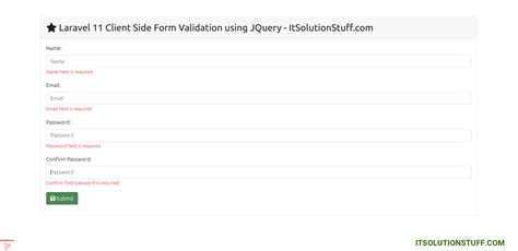 Laravel 11 Client Side Form Validation Using Jquery