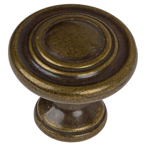 Gliderite 1 14 In Dia Antique Brass Classic Round Ring Cabinet Knob