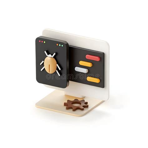 Computer Screen Bug Code And Gear Image Stock Illustration