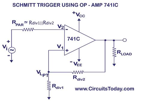 Schmitt Trigger Circuit Using Ua741 Op Amp Icdesigndiagramworking