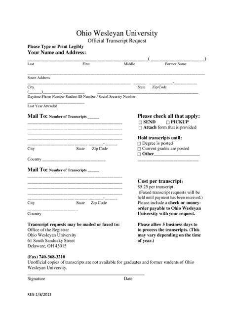 Fillable Online 110 Transcript Release Form Template Page 3 Fax Email