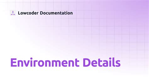 Environment Details Lowcoder Documentation