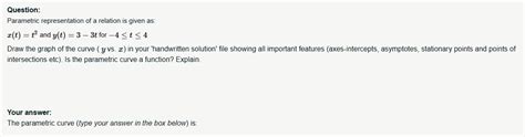 Solved Questionparametric Representation Of A Relation Is