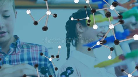 Molecular Dna Structure Sound Wave Of Particles Network Connections