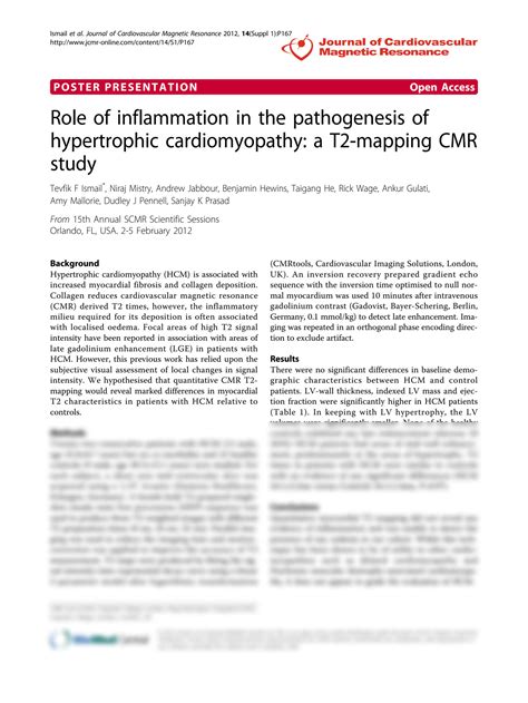 Solution Role Of Inflammation In The Pathogenesis Of Hypertrophic