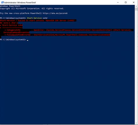 Error 1067 Launching Sshd Windows Powershell Doesnt Recognize Sshd