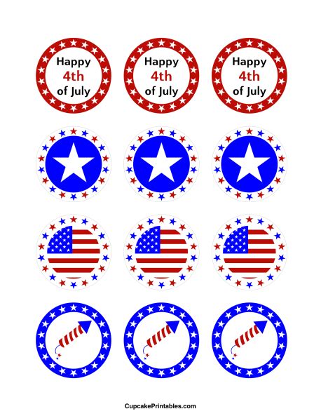 Printable 4th Of July Cupcake Toppers Free Pdf Download