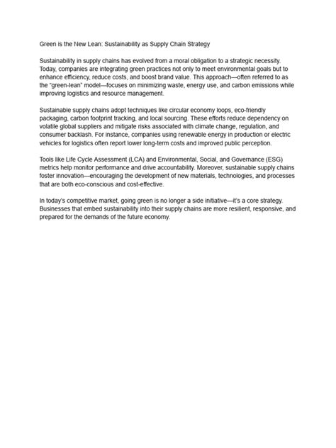 Sustainable Supply Chain Strategies Pdf