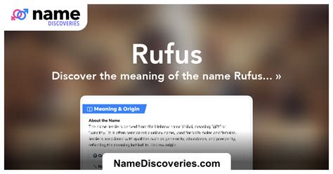 Rufus Name Meaning And Origin