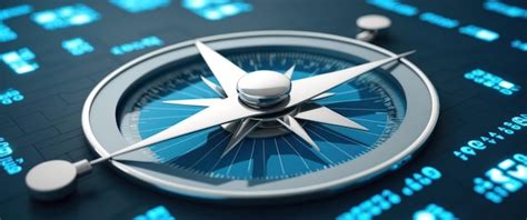 3d Compass Over A Blue Digital Code Background Symbolizing Navigation Premium Ai Generated Image