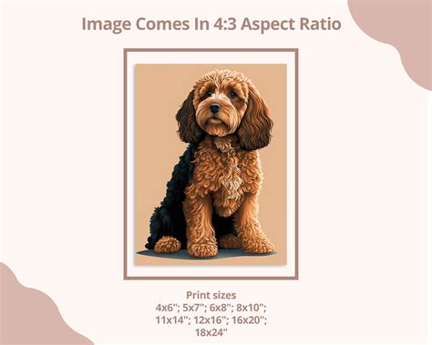 Cockapoo Drawing Digital Print Cute Animal Print Printable Etsy